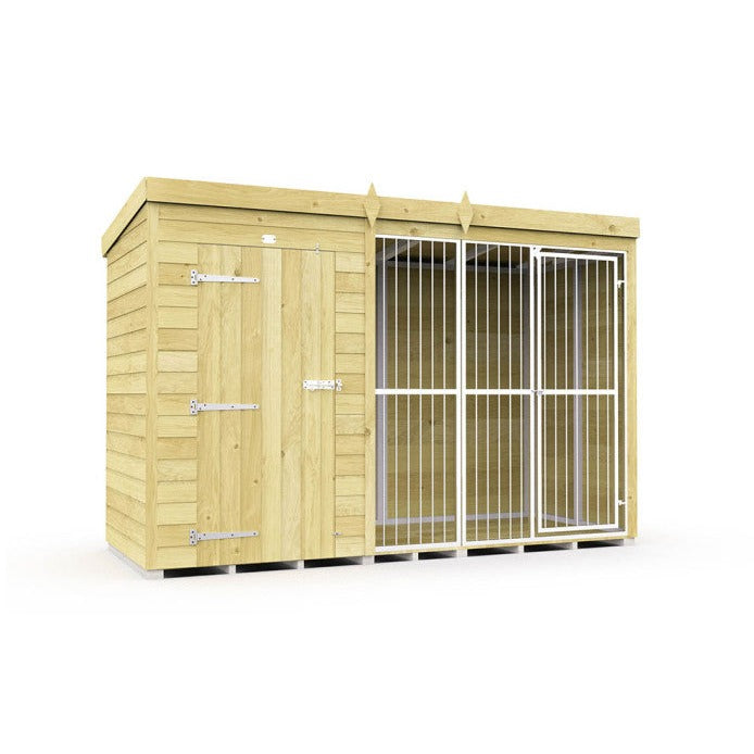 10ft x 4ft Dog Kennel and Run (Full Height with Bars) - Garden Wildlife