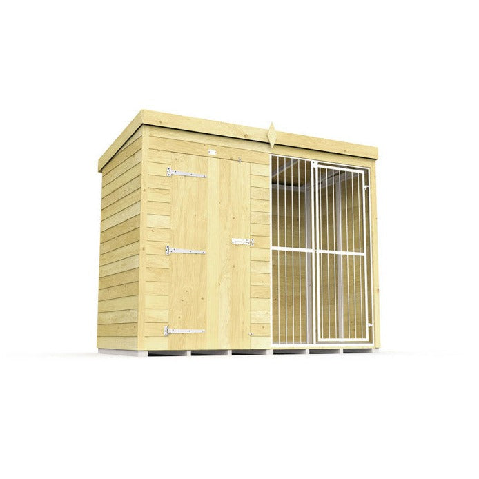 8ft x 4ft Dog Kennel and Run (Full Height with Bars) - Garden Wildlife