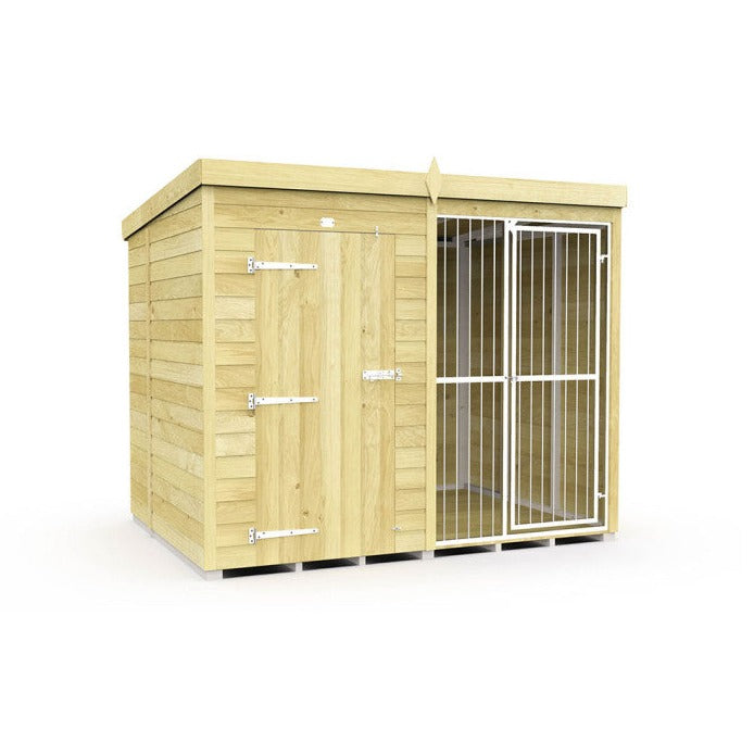 8ft x 6ft Dog Kennel and Run (Full Height with Bars) - Garden Wildlife