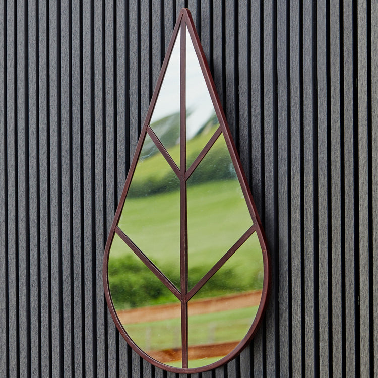 Ivyline Leaf Outdoor Natural Rust Mirror