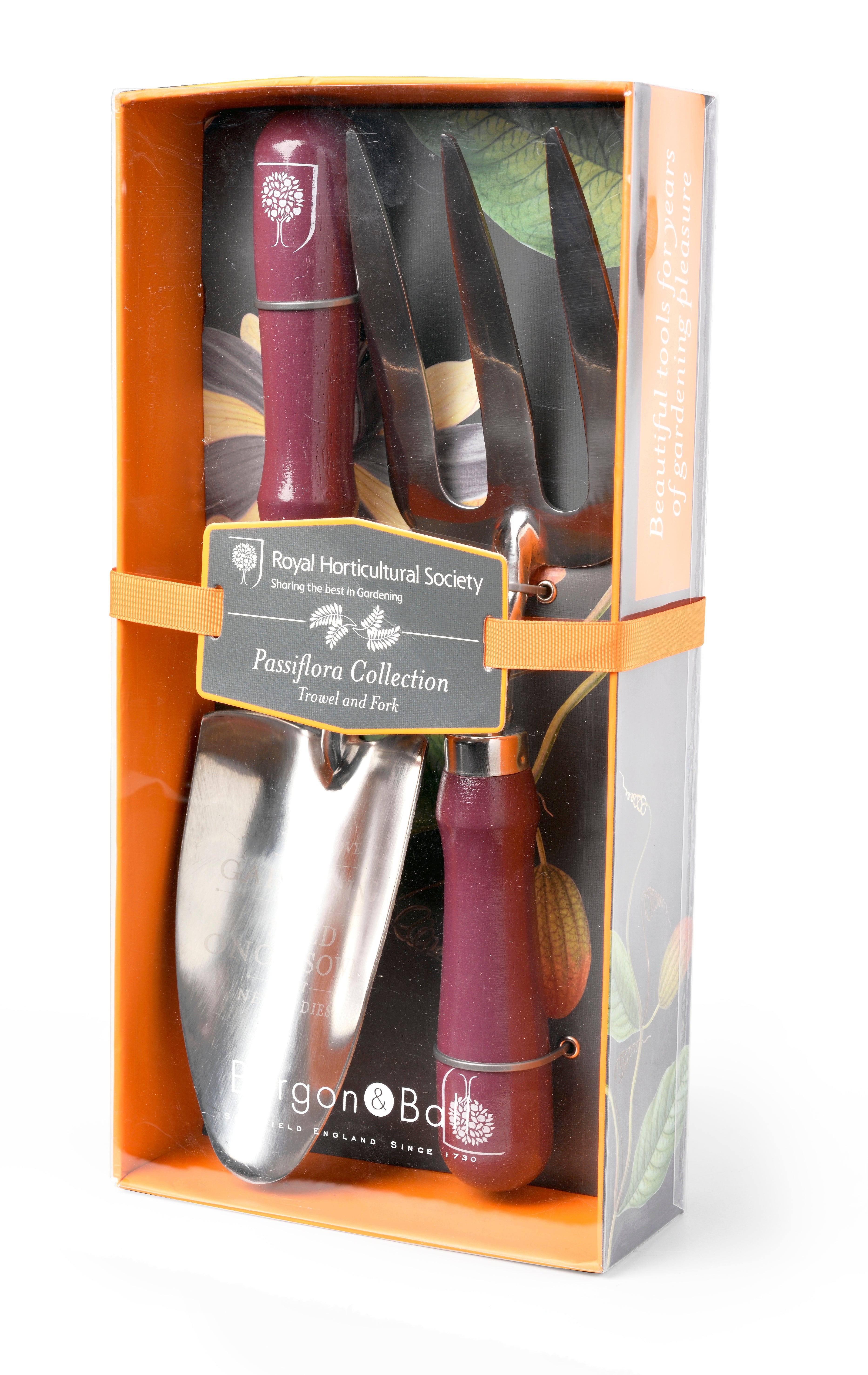 Burgon & Ball RHS Passiflora Trowel and Fork Set | Garden Wildlife